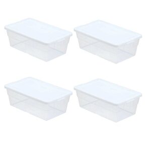 sterilite storage box 13.5″ x 8.3″ x 4.8″, 6 qt. clear – pack of 4