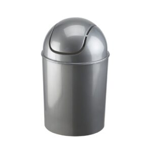 umbra mini waste can 1.2 gallon with swing lid, silver