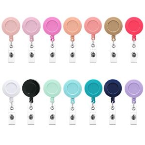 soleebee 24” retractable badge reel, mixed random solid color nurse id badge holder with 360° swivel alligator clip (pack of 12)