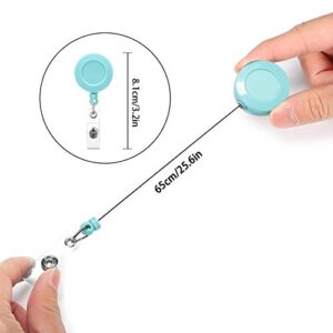 Soleebee 24'' Retractable Badge Reel, Mixed Random Solid Color Nurse ID Badge Holder with 360° Swivel Alligator Clip (Pack of 12)