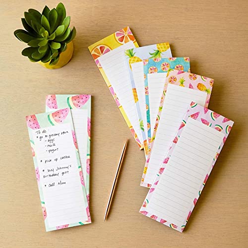 Juvale Magnetic Fridge Notepads for Grocery, Shopping Lists, To-Do Memos, Fruit Design (6 Pack)