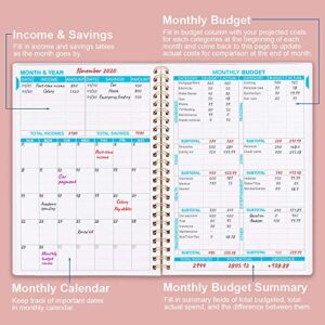 Budget Planner - Monthly Finance Organizer with Expense Tracker Notebook to Manage Your Money Effectively, Undated Finance Planner/Account Book, Start Anytime, 1 Year Use, A5, Rose