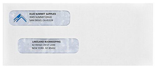 500 Self Seal Double Window Security Envelopes Designed for QuickBooks Checks - Computer Printed Checks - 3 5/8 X 8 11/16 (Not for Invoices)