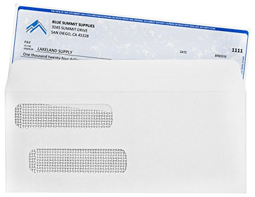 500 Self Seal Double Window Security Envelopes Designed for QuickBooks Checks - Computer Printed Checks - 3 5/8 X 8 11/16 (Not for Invoices)