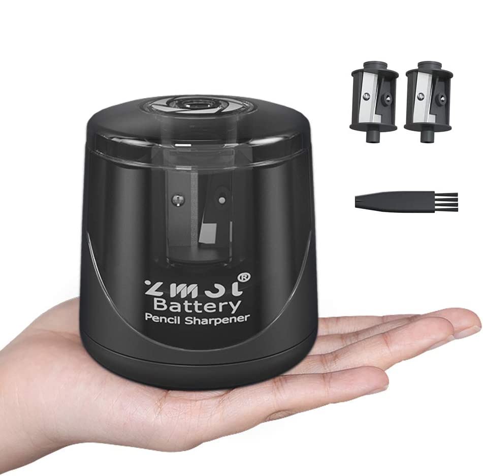 ZMOL Battery Powered Electric Pencil Sharpener,Small Battery Operated Pencil Sharpeners Portable,Fast Sharpen, Suitable for No.2/Colored Pencils(6-8mm), School/Classroom/Office/Home