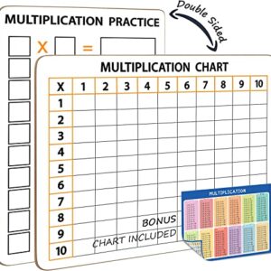 Dry Erase Multiplication Chart Whiteboard 9" x 12" Multiplication Table l Double Sided Times Table Math Manipulatives White Board for Kids Students, Classroom and Home, Mini Whiteboard Lapboard