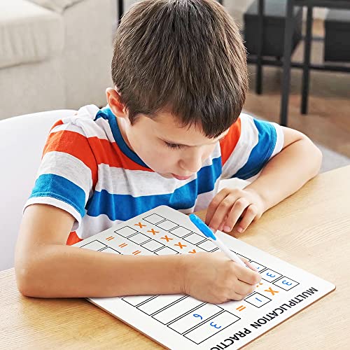 Dry Erase Multiplication Chart Whiteboard 9" x 12" Multiplication Table l Double Sided Times Table Math Manipulatives White Board for Kids Students, Classroom and Home, Mini Whiteboard Lapboard