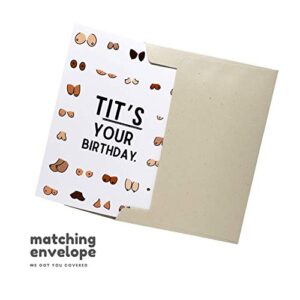 Sleazy Greetings Funny Birthday Card For Women or Men | Cheeky Boob Card For Him Her | Dirty Adult Friend Bday Card with Envelope | Tit's Your Birthday