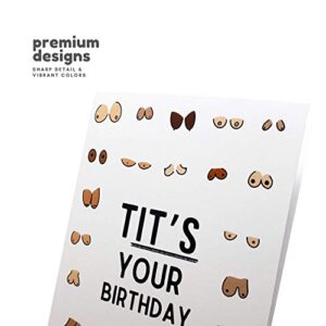 Sleazy Greetings Funny Birthday Card For Women or Men | Cheeky Boob Card For Him Her | Dirty Adult Friend Bday Card with Envelope | Tit's Your Birthday