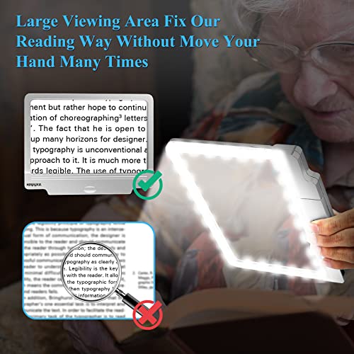 4X Magnifying Glass with 36 Adjustable LED Lights Provide Full-Page Viewing Area Evenly Lit Perfect for Low Vision Person and Seniors