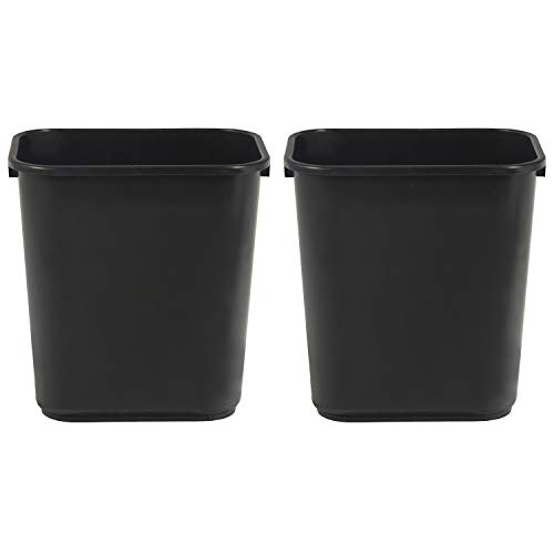 AmazonCommercial 3 Gallon Commercial Office Wastebasket, Black, 2-Pack