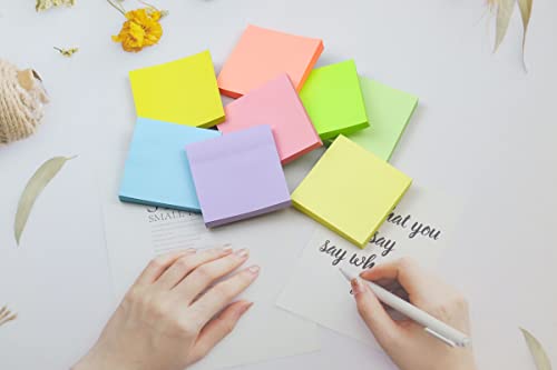 (8 Pack) Sticky Notes 3 x 3 in, Pastel Colorful Super Sticking Power Memo Post Stickies Square Sticky Notes for Office, Home, School, Meeting, 83 Sheets/pad