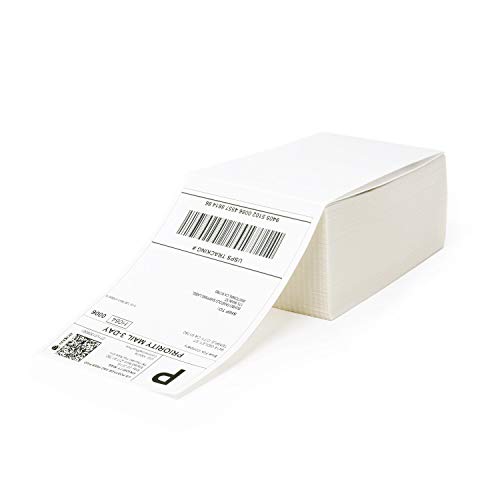 Buhbo 4" x 6" Direct Thermal Shipping Label (500 Fanfold Labels) - Rollo Compatible - Commercial Grade White