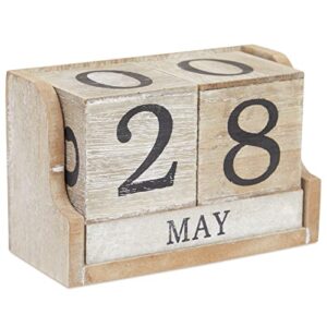 Wooden Perpetual Date Desk Calendar Blocks for Teachers, Farmhouse Office Decor (5 x 4 In)