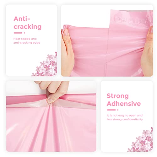 Metronic Poly Mailers 10X13 100 Pack, Strong Adhesive Shipping Envelopes for Clothing, Medium Shipping Bags for Small Businesses, Waterproof Mailers Poly Bags for Shipping, Packages Bags Sakura Pink