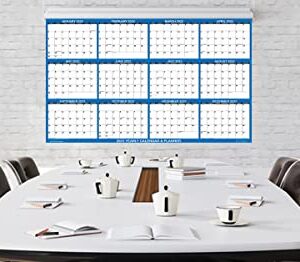 32" x 48" SwiftGlimpse 2023 Wall Calendar Erasable Large XL Wet & Dry Erase Laminated 12 Month Annual Yearly Wall Planner, Reversible, Navy