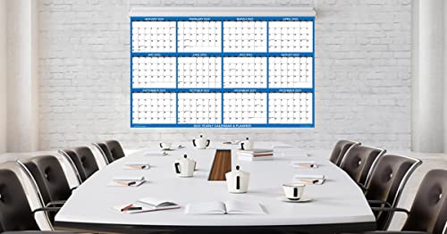 32" x 48" SwiftGlimpse 2023 Wall Calendar Erasable Large XL Wet & Dry Erase Laminated 12 Month Annual Yearly Wall Planner, Reversible, Navy