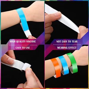 600 Counts Paper Wristbands Neon Wrist Bands Waterproof Hand Bands for Events Lightweight Concert Wristbands Neon Colored Adhesive Wristbands for Party(Red, Green, Yellow, Pink, Blue, Orange)