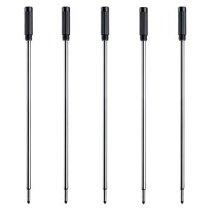 dunbong black ink refill pack of 5, replaceable ballpoint pen refills, medium point metal refill (black)