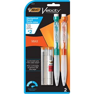 bic velocity max mechanical pencil, thick point (0.9mm), 2-count