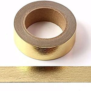 Syntego Solid Foil Washi Tape Decorative Self Adhesive Masking Tape 15mm x 10 Meters (Gold)