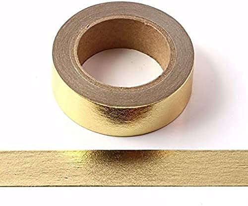 Syntego Solid Foil Washi Tape Decorative Self Adhesive Masking Tape 15mm x 10 Meters (Gold)