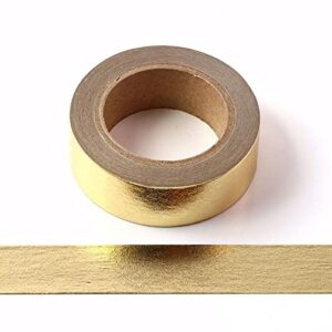 Syntego Solid Foil Washi Tape Decorative Self Adhesive Masking Tape 15mm x 10 Meters (Gold)