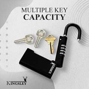 Kingsley Guard-a-Key Black Realtor's Lockbox Portable Resettable Hanging Key Safe Combination Lock Box for House Keys, Realtors, Vacation Rentals, Black (1 Pack)