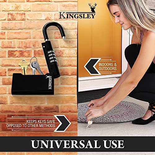 Kingsley Guard-a-Key Black Realtor's Lockbox Portable Resettable Hanging Key Safe Combination Lock Box for House Keys, Realtors, Vacation Rentals, Black (1 Pack)