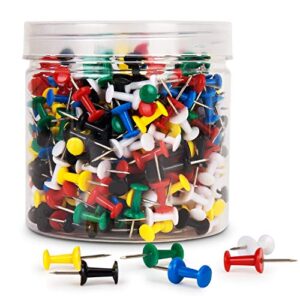 400pcs push pins, thumb tacks for bulletin board, stick pins thumb tacks for cork board wall hangings, office tacks color pins for desk decor organization (assorted colors)