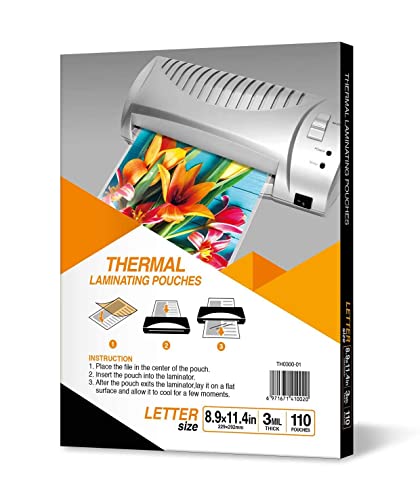 Everest Thermal Laminating Pouches, 8.9 x 11.4 - Inches, 3 Mil Thick, 110 - Pack, Letter Size Sheets, Clear(TH0300-01)