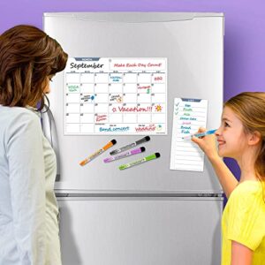 Magnetic Dry Erase Chore Chart, Calendar, and to-Do List for Refrigerator: 3 Boards, 6 Markers, and Eraser