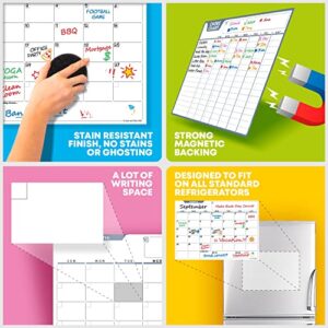 Magnetic Dry Erase Chore Chart, Calendar, and to-Do List for Refrigerator: 3 Boards, 6 Markers, and Eraser