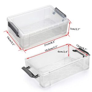 BTSKY 4 Pack Extra Large Capacity Plastic Pencil Box Stackable Translucent Clear Pencil Box Office Supplies Storage Organizer Box for Gel Pens Erasers Tape Pens Pencils Markers etc(Grey)