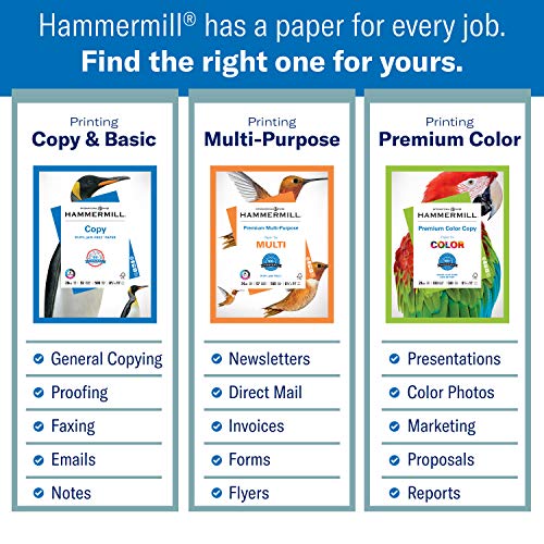 Hammermill Colored Paper, 24 lb Blue Printer Paper, 8.5 x 11 - 1 Ream (500 Sheets) - Made in the USA, Pastel Paper, 103671R