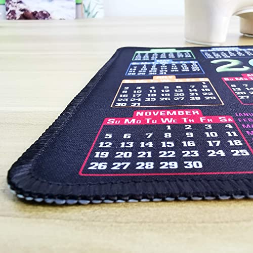 Mouse Pad with Stitched Edge, Computer Mouse Pad with Non-Slip Rubber Base, Mouse Pads for Computers Laptop Mouse 9.6x7.9x0.1 inch (2023 Calendar Black)