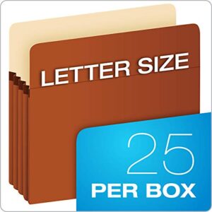 Pendaflex Expanding File Pockets, Letter Size, Redrope, 3.5" Expansion, Reinforced with DuPont™ Tyvek® Material, Redrope, 25 per Box (1524E-OX)