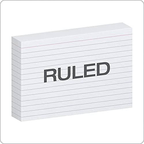 Oxford Index Cards, 500 Pack, 4x6 Index Cards, Ruled on Front, Blank on Back, White, 5 Packs of 100 Shrink Wrapped Cards (40178)