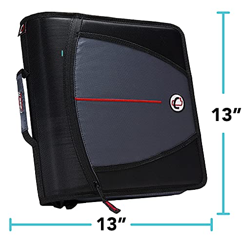 Case-it The Mighty Zip Tab Zipper Binder - 3 Inch O-Rings - 5 Color Tab Expanding File Folder - Multiple Pockets - 600 Sheet Capacity - Comes With Shoulder Strap - Blue D-146