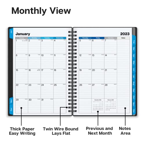 Dunwell 2023 Planner Weekly Monthly (6x8.25"), Small 2023 Planner Book, Agenda 8 x 6, Calendar Yearly Planner, Monthly Tabs, Bookmark, Notes, Inner Pocket, Stickers