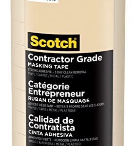 Scotch Contractor Grade Masking Tape, Tan, Tape for General Use, Multi-Surface Adhesive Tape, 0.94 Inches x 60.1 Yards, 9 Rolls