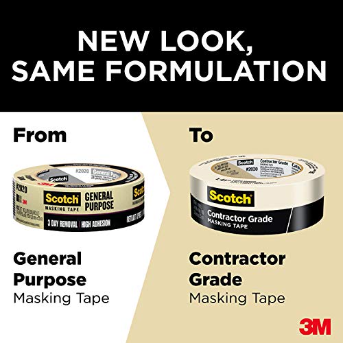 Scotch Contractor Grade Masking Tape, Tan, Tape for General Use, Multi-Surface Adhesive Tape, 0.94 Inches x 60.1 Yards, 9 Rolls