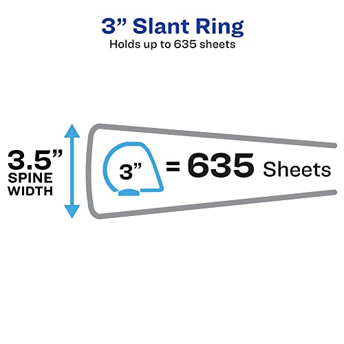 Avery Heavy-Duty View 3 Ring Binder, 3" One Touch Slant Rings, Holds 8.5" x 11" Paper, 1 Black Binder (05600)