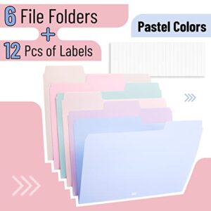 Mr. Pen- Pastel Poly File Folders, 1/3 Cut Tab, 6 Pack, Letter Size, Colored File Folders, Letter File Folders, Color Folders, Office File Folders, Office Supplies File Folders, File Folder