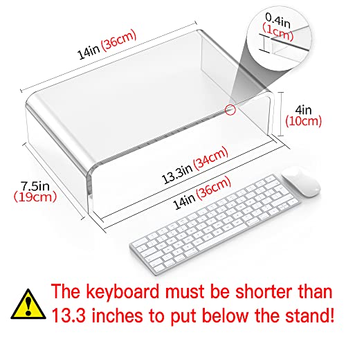 Beimu Acrylic Monitor Stand Riser Computer Monitor Riser Computer Monitor Stand or Holder Clear Monitor Stand Acrylic Laptop Stand Acrylic Monitor Riser White Monitor Stand Acrylic Computer Stand