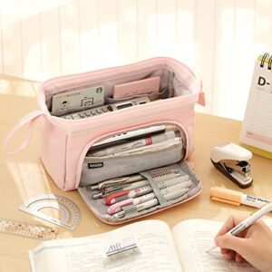 HVOMO Pencil Case Large Capacity Pencil Pouch Handheld Pen Bag Cosmetic Portable Gift for Office School Teen Girl Boy Men Women Adult (Pink)