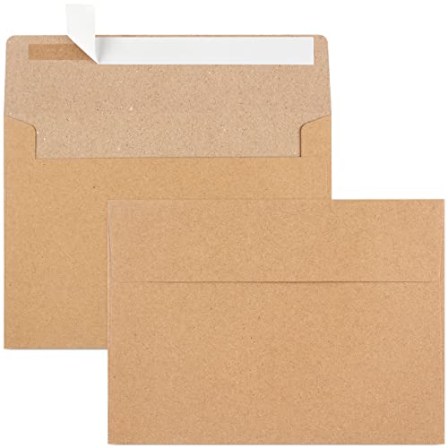 50 Pack Kraft Envelopes, 5x7 Envelopes for Invitations, A7 Invitation Envelopes, Brown Kraft Envelopes for Personalize Gift Cards, Wedding, Baby Shower, Birthday Party