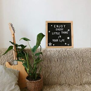 Double Sided Felt Letter Board with Letters - 10" x 10" Rustic Wood Frame Message Board with Changeable Letter Boards Include Pre-Cut 889 White Plastic Letters