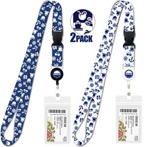 Cruise Lanyard for Ship Cards | 2 Pack Cruise Lanyards with ID Holder, Key Card Retractable Badge & Waterproof Ship Card Holders