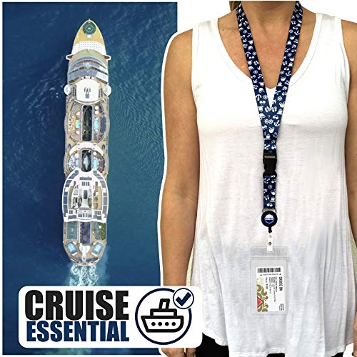 Cruise Lanyard for Ship Cards | 2 Pack Cruise Lanyards with ID Holder, Key Card Retractable Badge & Waterproof Ship Card Holders